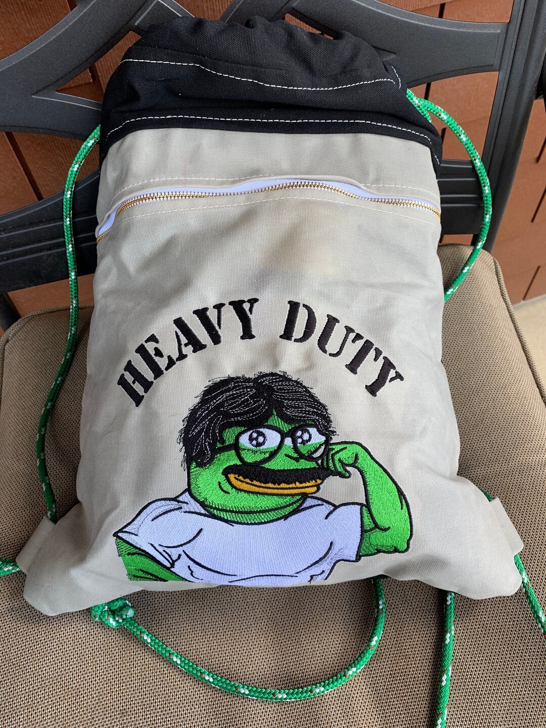 Black Heavy Duty Mike Mentzer Buff Pepe Drawstring Gym Backpack - Etsy