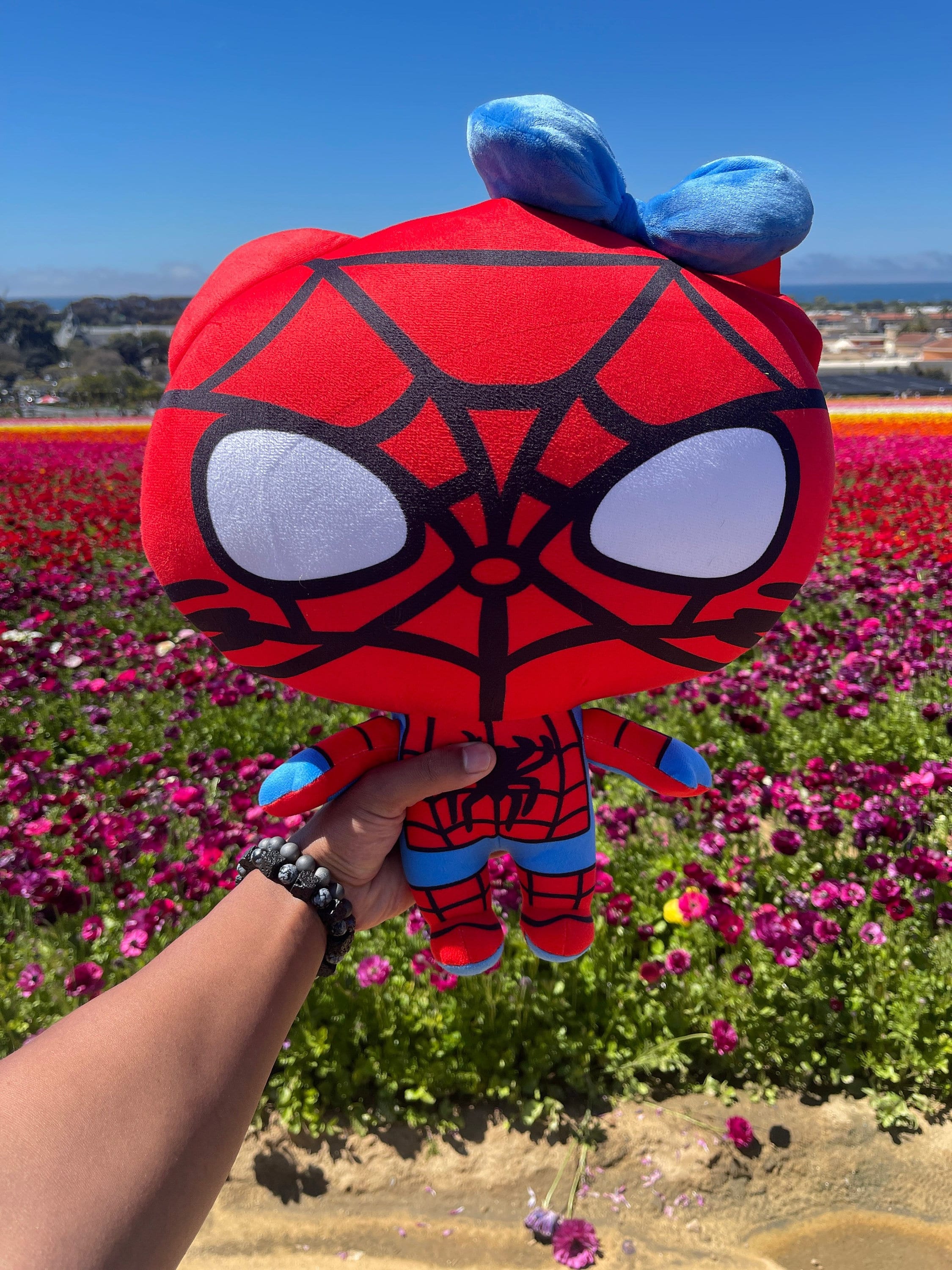 Classic Spiderman Kitty Plush Superhero Plushie With Bow Kitty With a Mask Decorative Throw ...