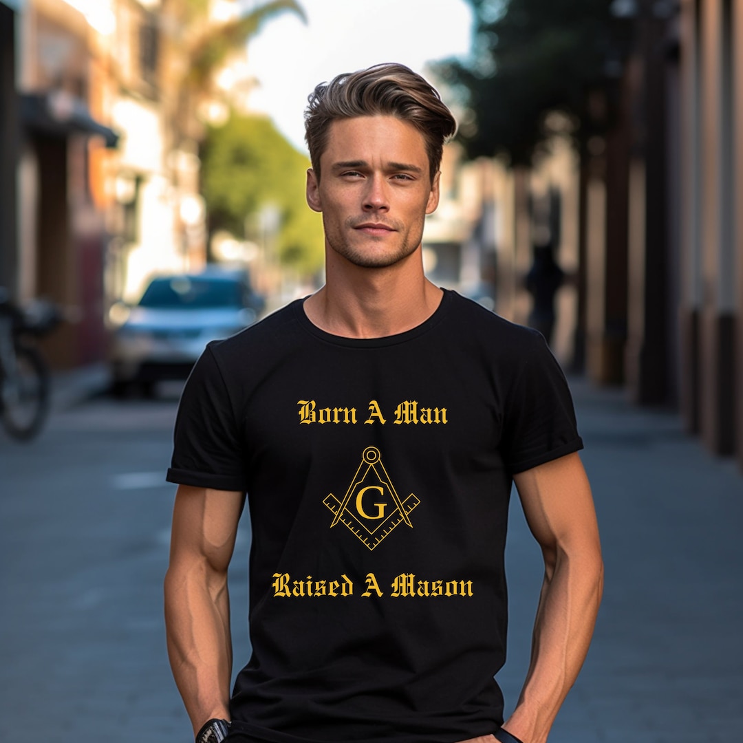 Raised A Mason Jersey Short Sleeve Tee (gold Font), Masonic, Freemason ...