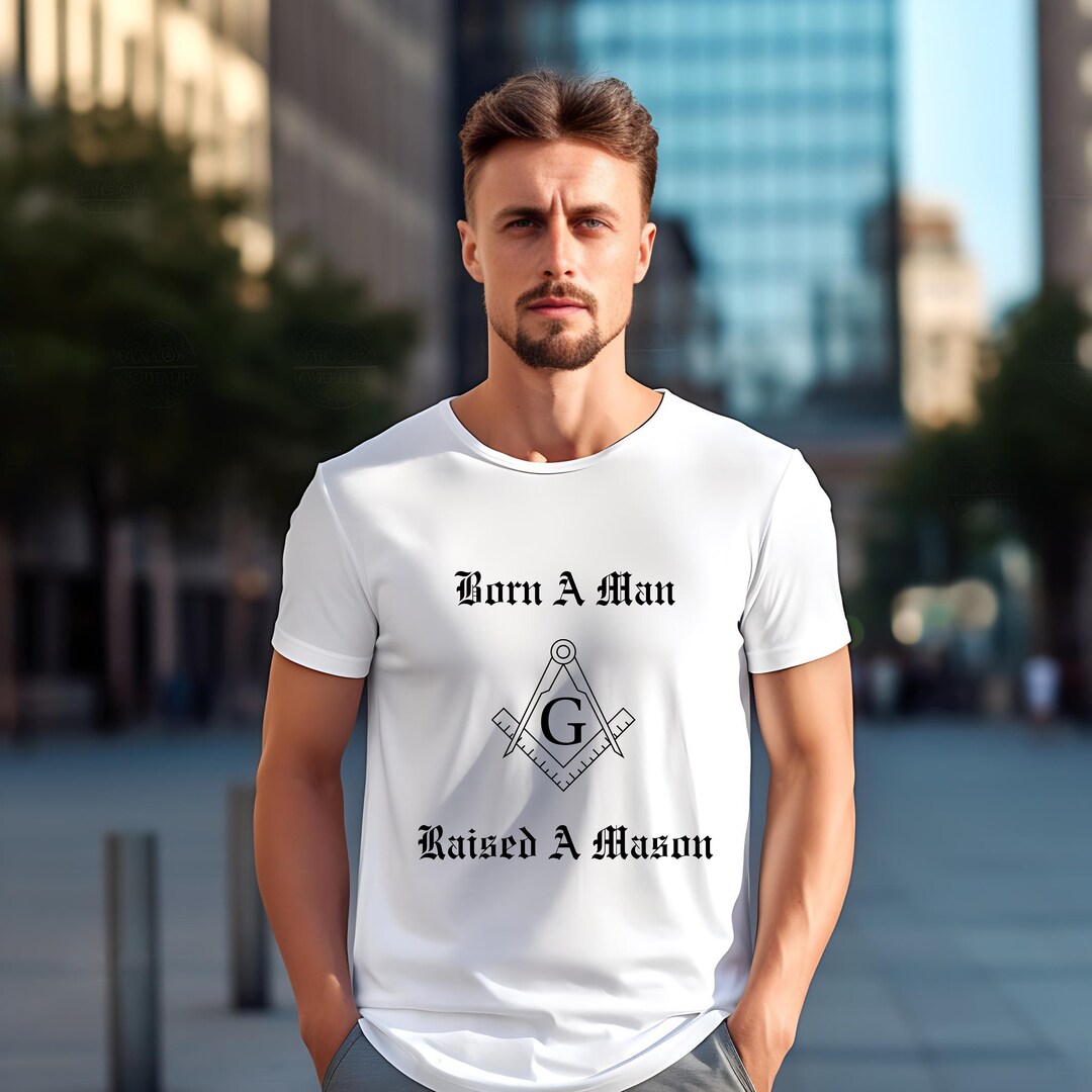 Raised A Mason Jersey Short Sleeve Tee (black Font), Masonic, Freemason ...