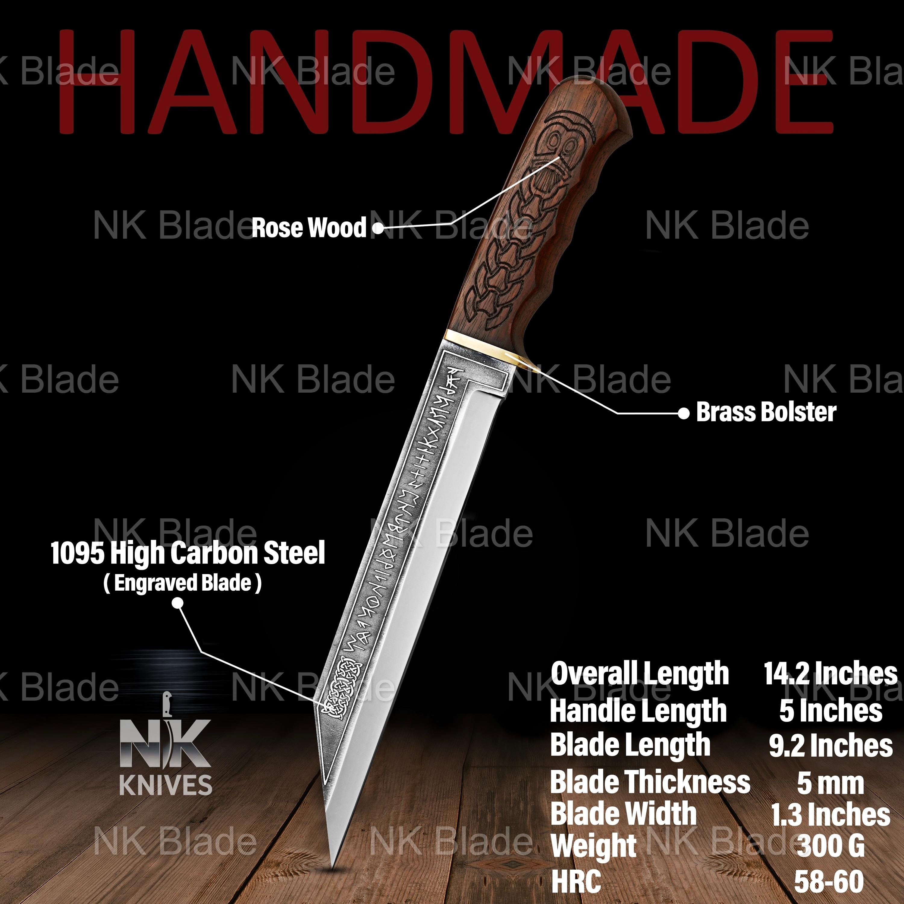 Custom Handmade Viking Seax Knife With Sheath- Medieval Warrior Celtic ...