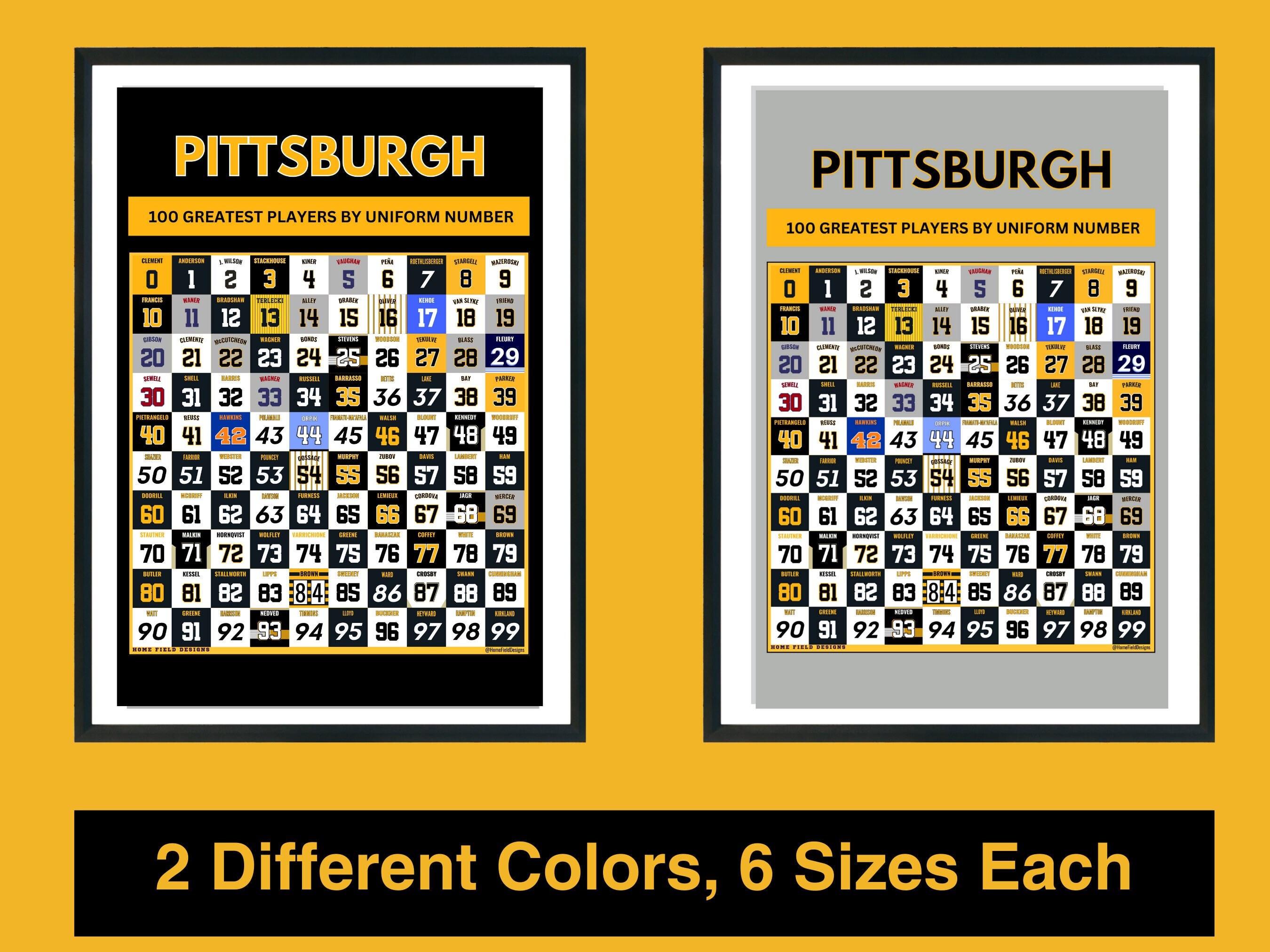 Pittsburgh Sports Top 100 Pro Athletes by Uniform Number Poster ...