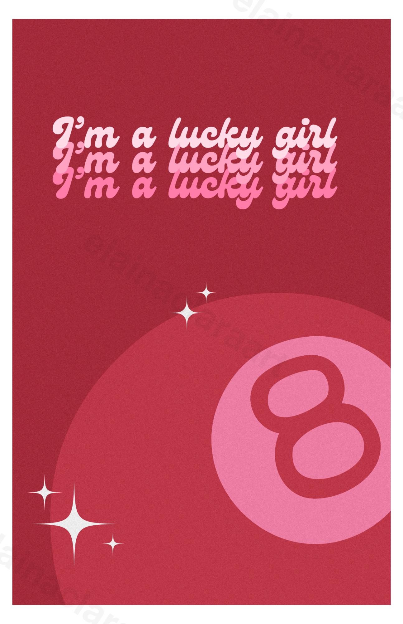Lucky Girl Magic 8 Ball Red Pink Digital Download Wall Art Poster ...