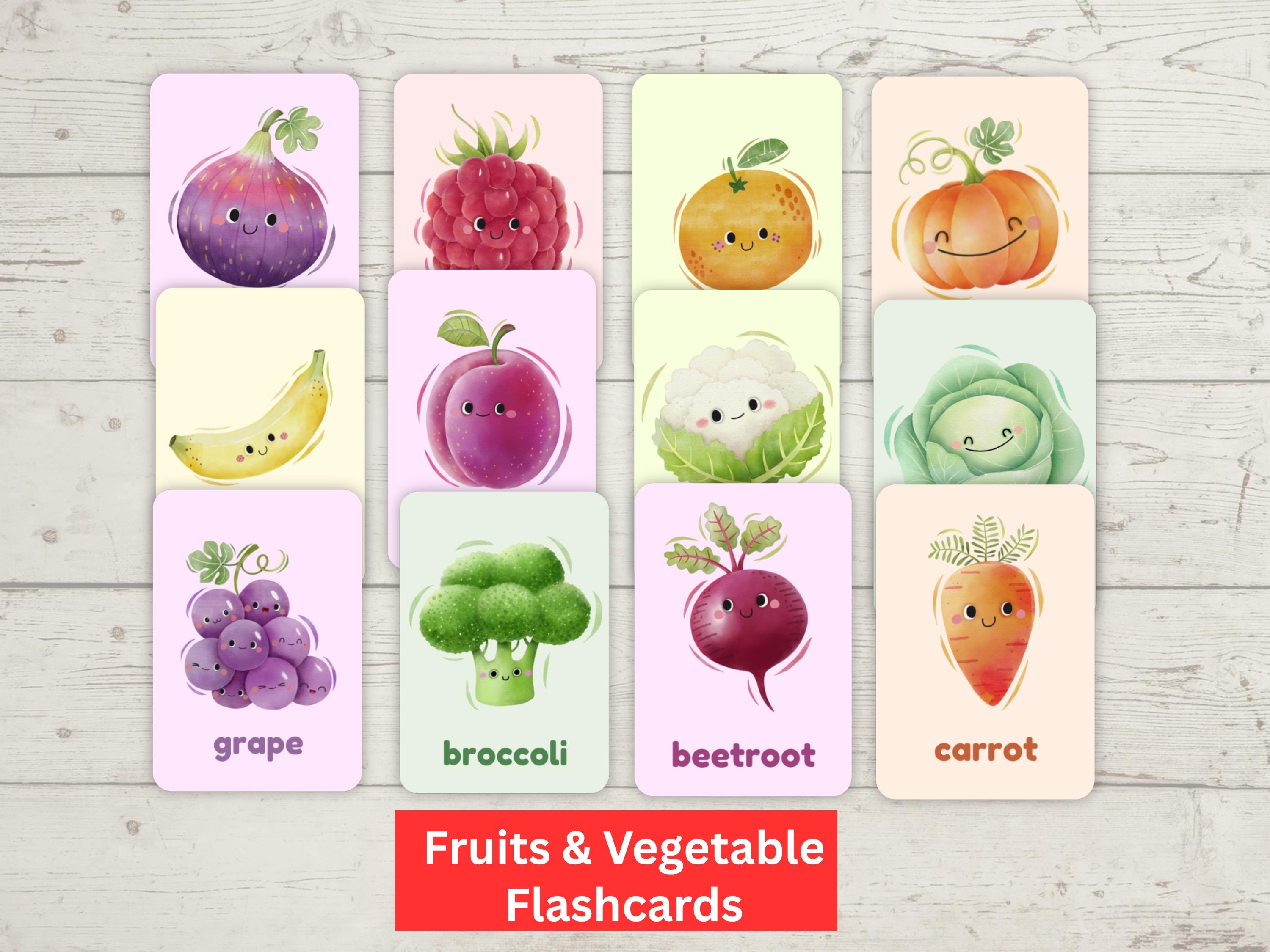 Printable Fruits & Vegetables Flashcards for Kids – Educational Cards ...