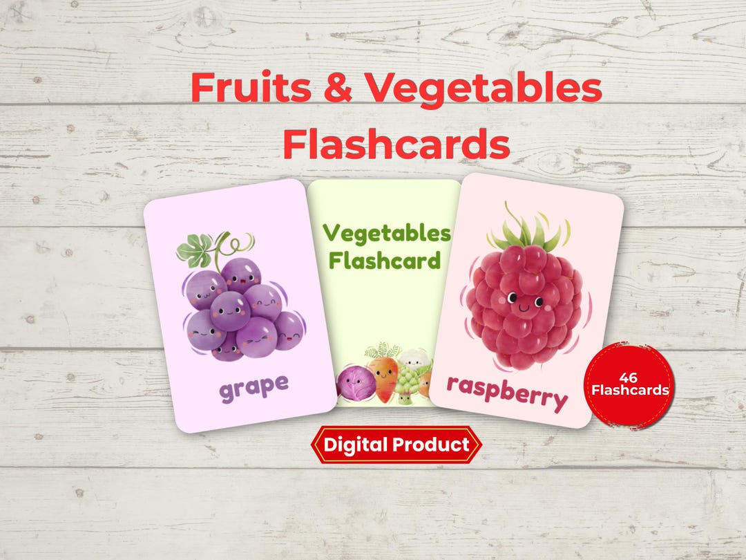 Printable Fruits & Vegetables Flashcards for Kids – Educational Cards ...
