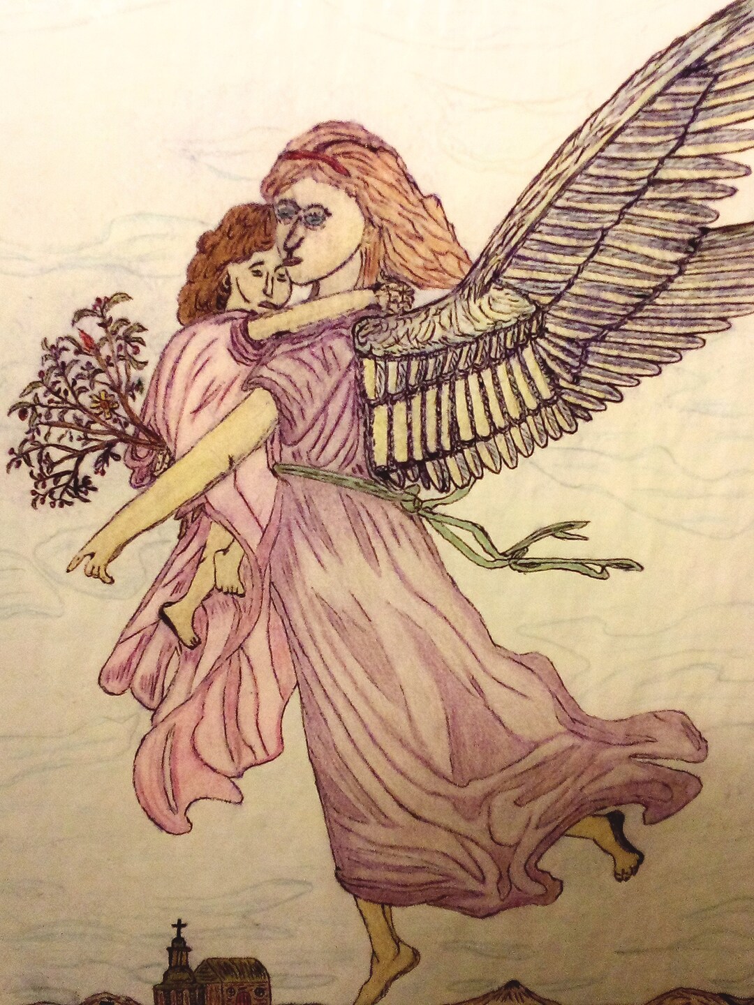 Angel Saving Child Picture and Drawn With Color Pencils - Etsy