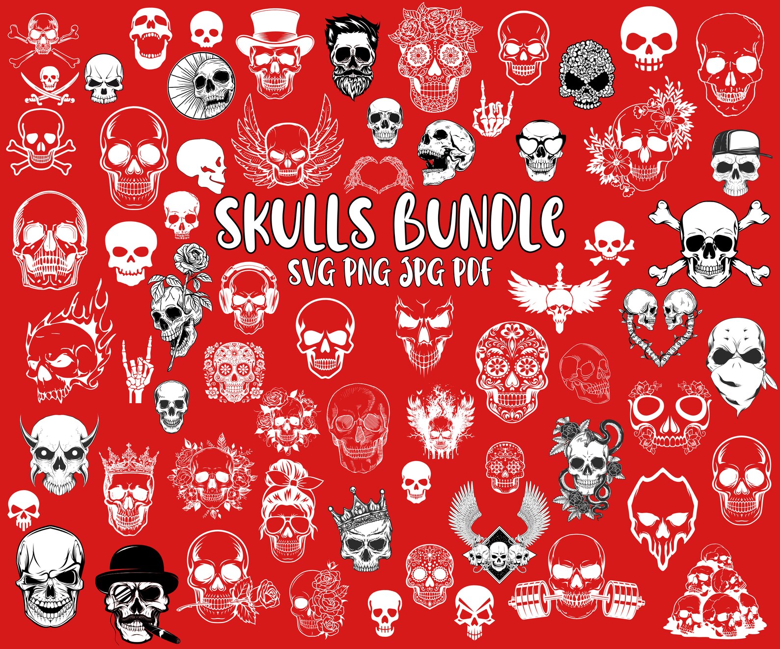 Skull SVG Bundle, Skull Png, Sugar Skull Svg for Cricut, Punisher Skull ...
