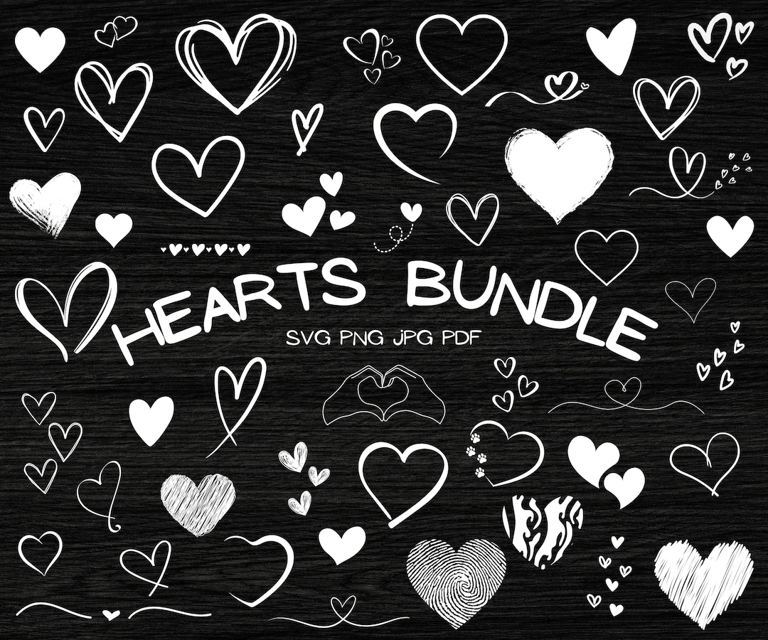 Heart Svg Bundle 50 Pcs, Valentine Hearts Svg File, Heart Svg Cricut ...