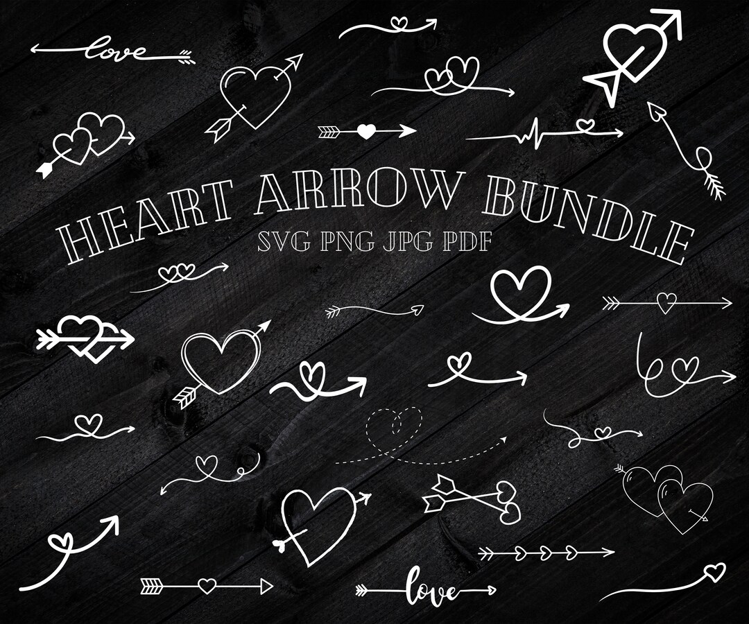 HEART SVG Bundle, White Arrow Hearts Clipart,arrow Vector, White ...