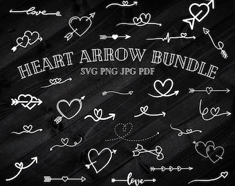 Valentine Heart With Arrow Clipart PNG and JPG - Etsy