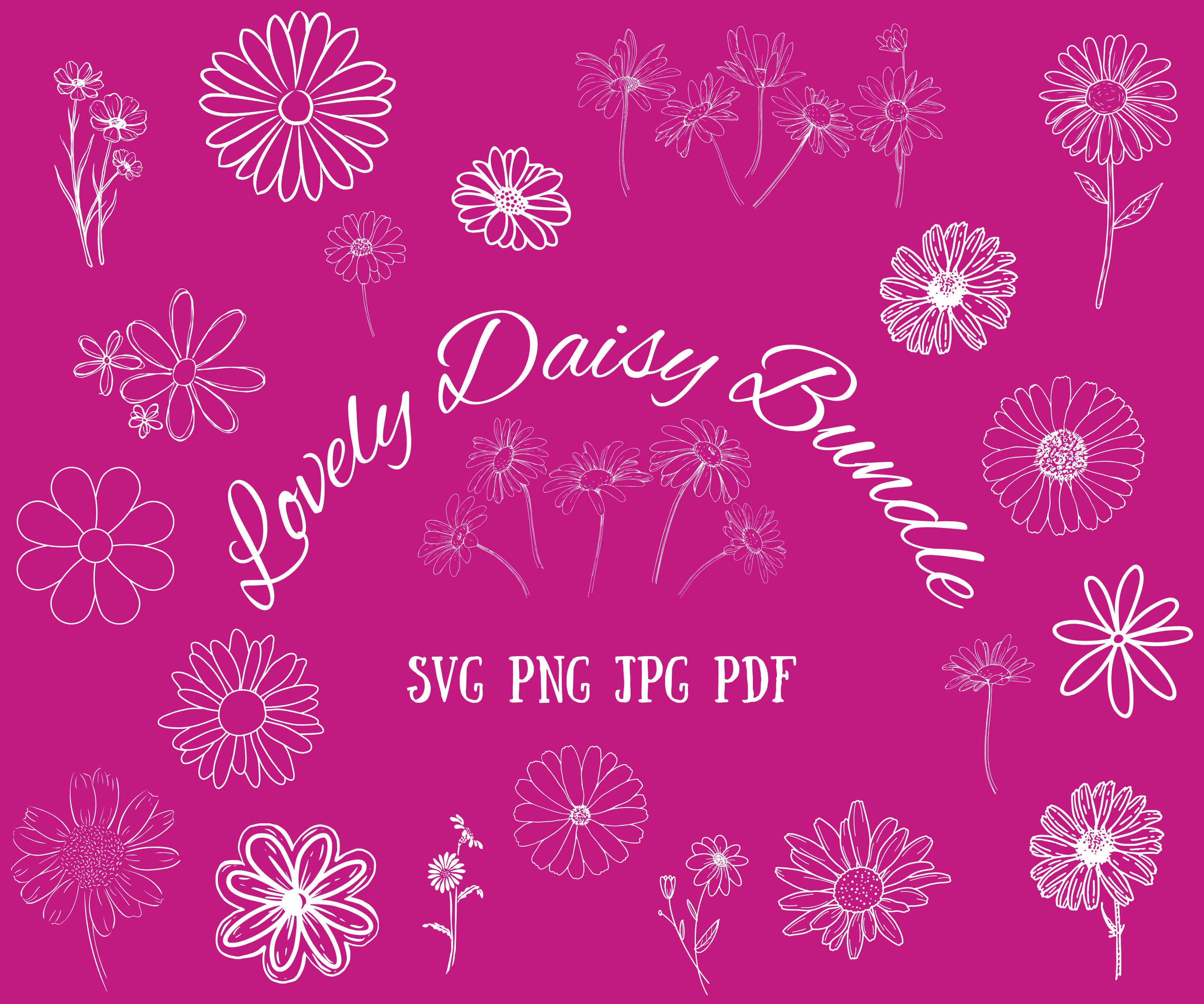 Daisy Delight Bundle Svg Files For Cricut Clipart Perfect For