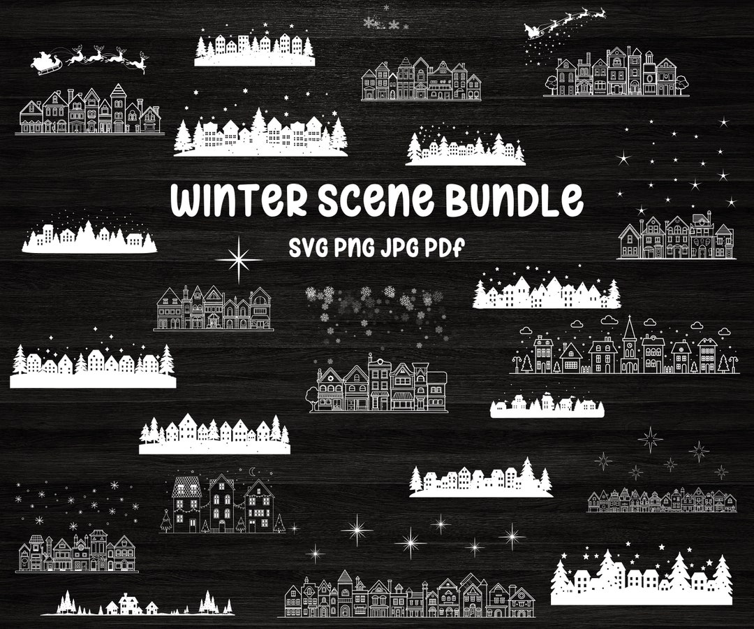 Winter Christmas Scene SVG, Winter Houses Bundle, Magical Christmas ...