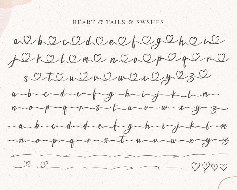 Script Font Svg, Font With Hearts, Font With Tails, Heart Font ...