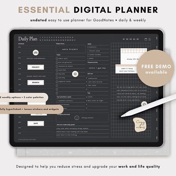 Undated Digital Planner - Etsy