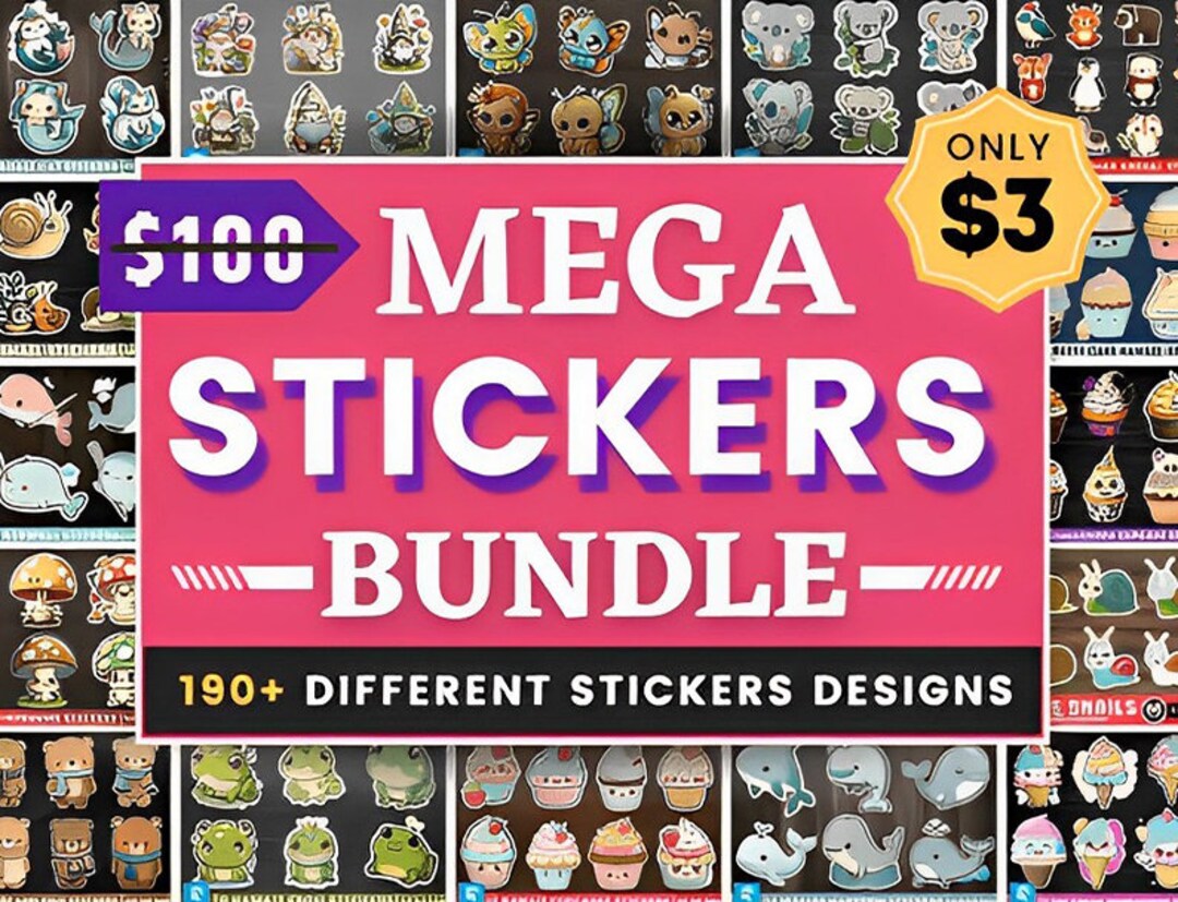 Mega Stickers Bundle, Animals MEGA Bundle, Different Animals SVG ...
