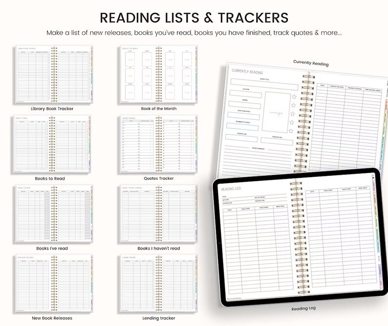 Reading Journal Digital, Portrait Reading Journal, Digital Reading ...