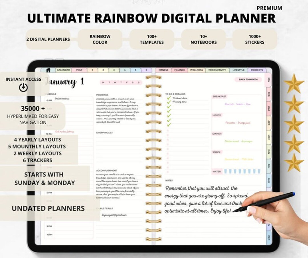 Ultimate Rainbow Digital Planner 2024, Undated Goodnotes Planner ...