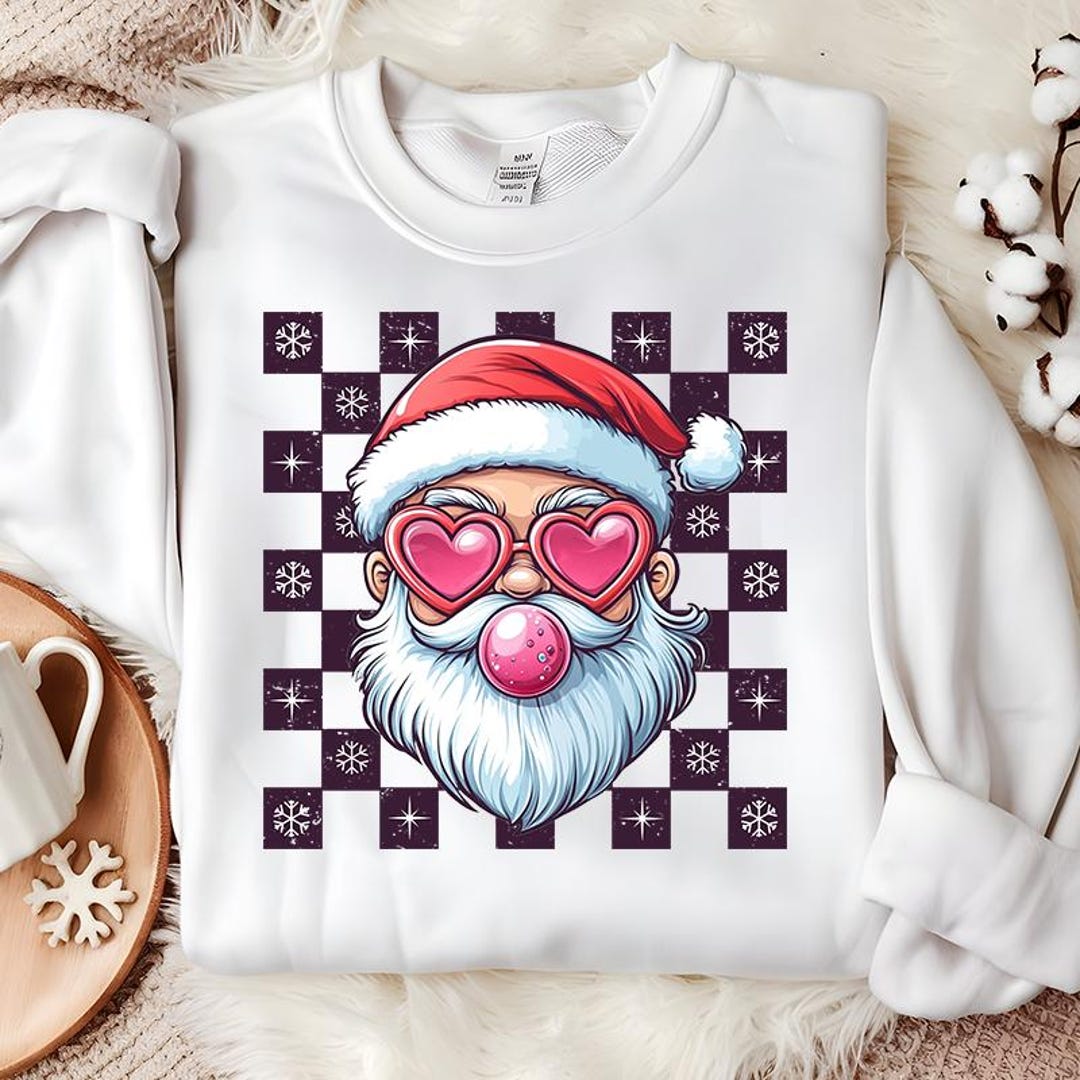 Checkered Santa Claus Png, Checkered Santa Svg, Merry Christmas Png, Retro Christmas Png ...