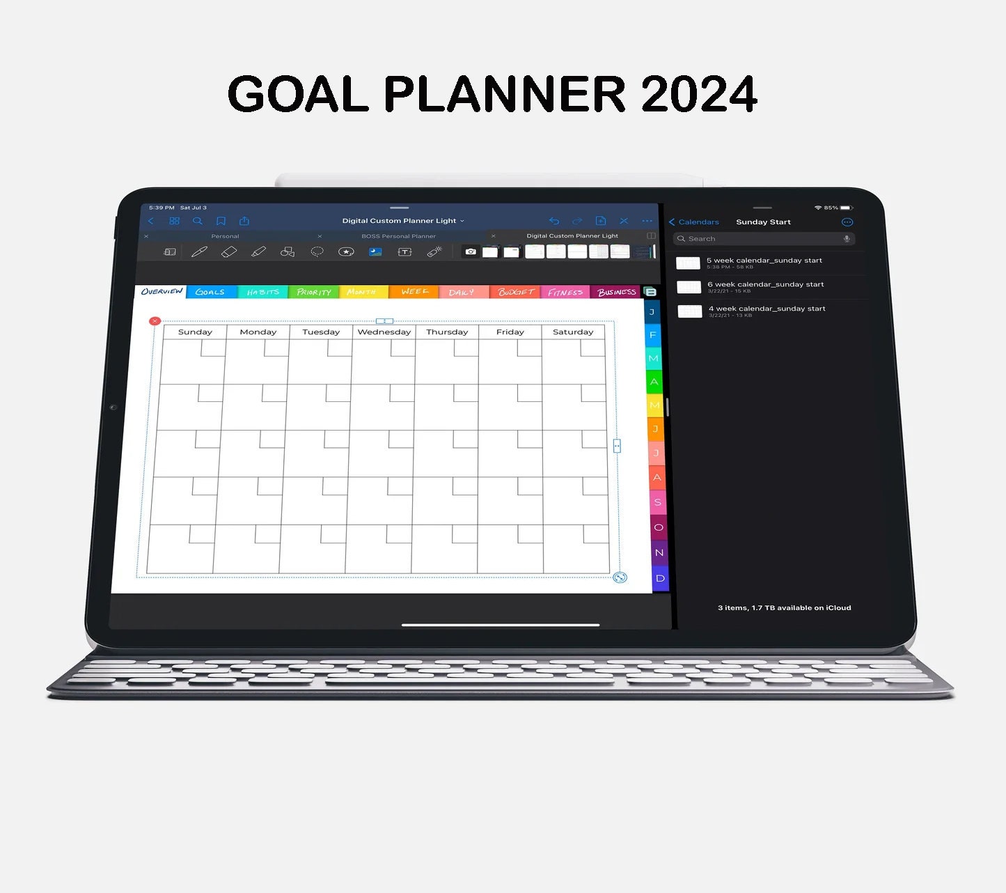 Dark Mode Digital Planner 2024, Digital Planner, Goodnotes Planner ...