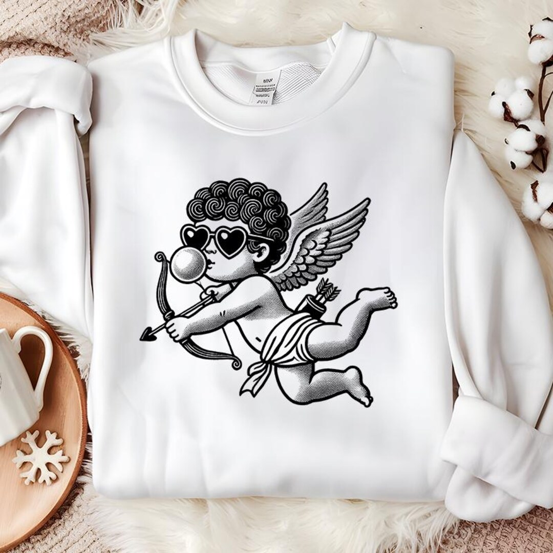 Retro Glitter Cupid Valentine PNG, Vintage Valentine Day PNG, Funny ...