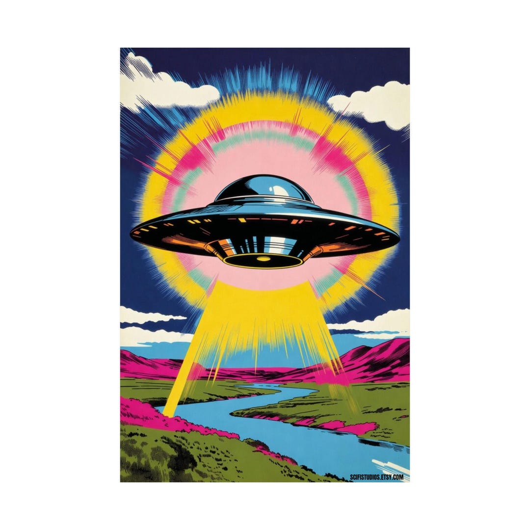 UFO Matte Poster 24x36 | Matte Vertical Poster, Colorful Ufo Art Poster ...