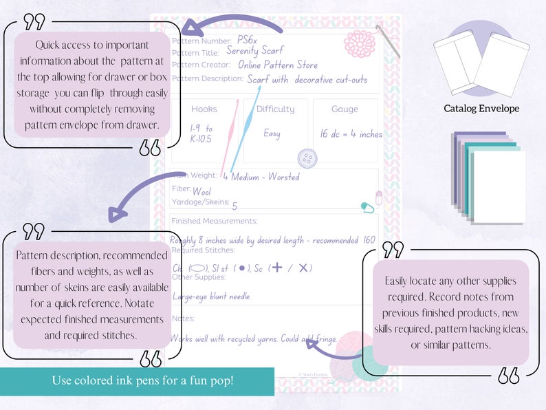 Pastel Crochet Pattern Envelope Label - Vertical - Etsy