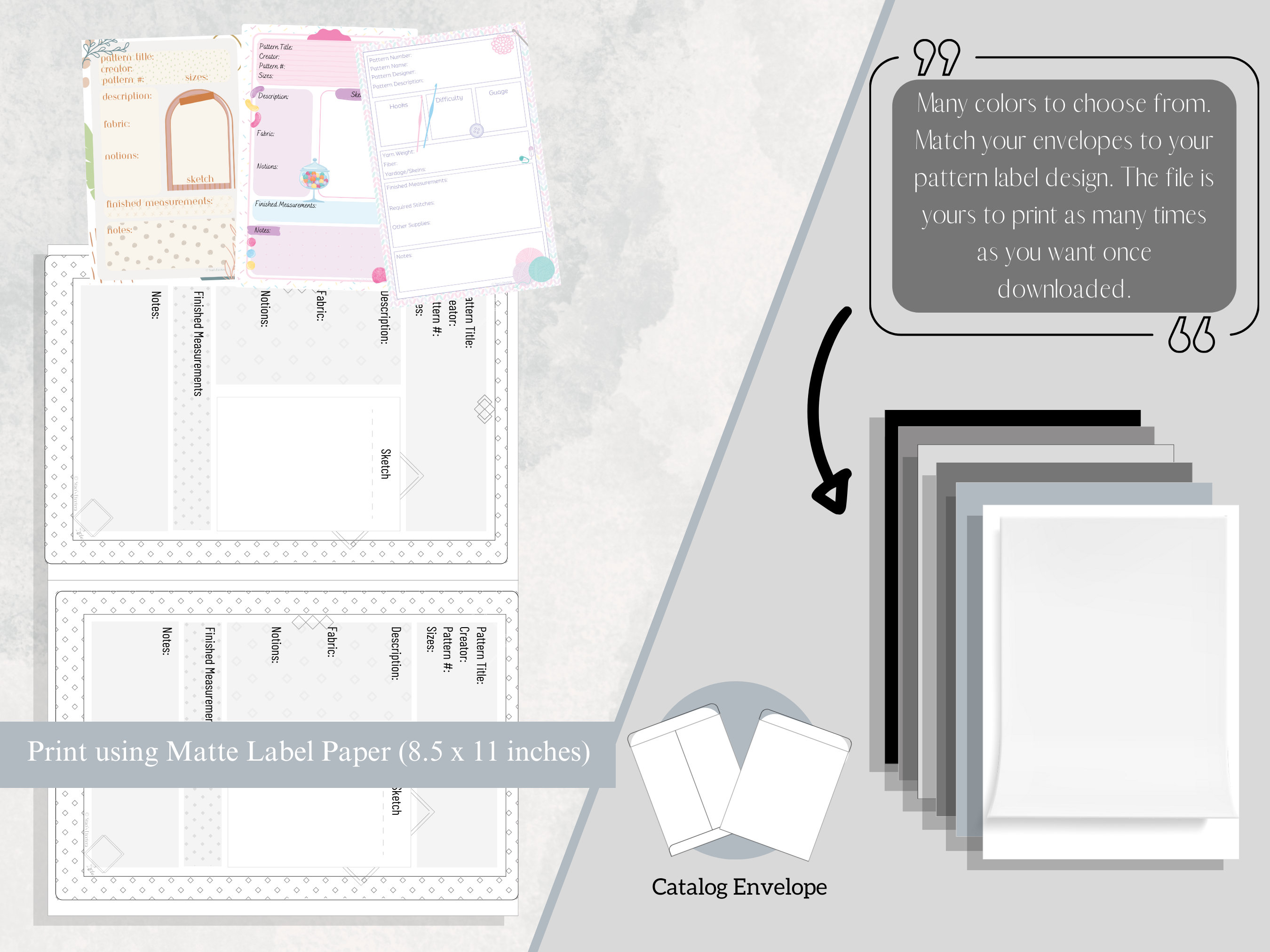 Minimalist Diamond Sewing Pattern Envelope Label - Vertical - Etsy