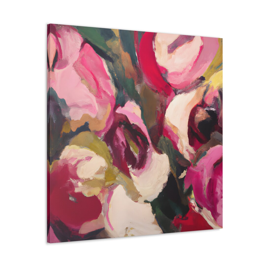 Lush Red Rose, Large Wall Art , Floral, Modern Art , Abstract Painting ...