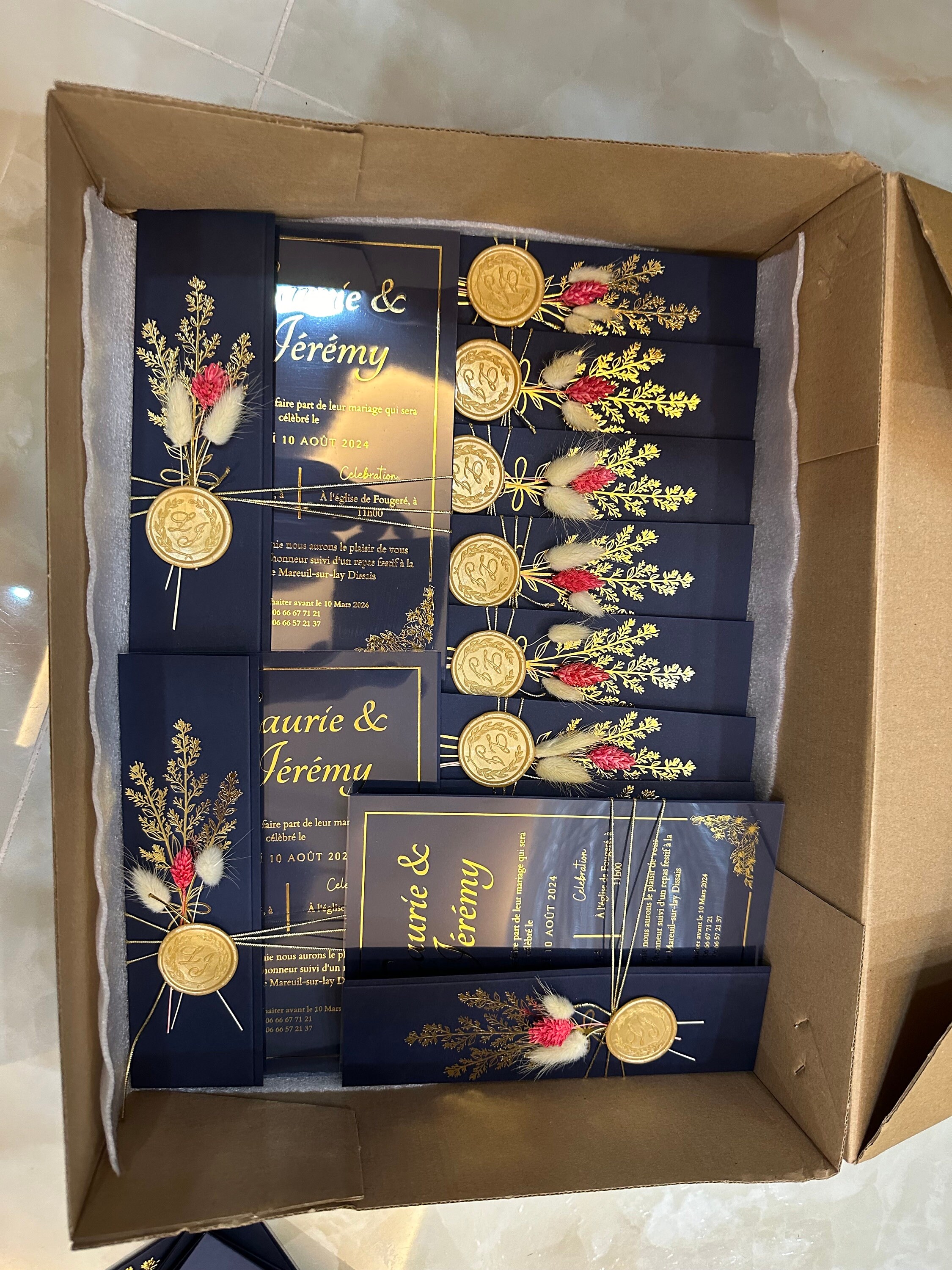 Elegant Acrylic Wedding Invitation Quinceanera Invitation, Navy Blue ...