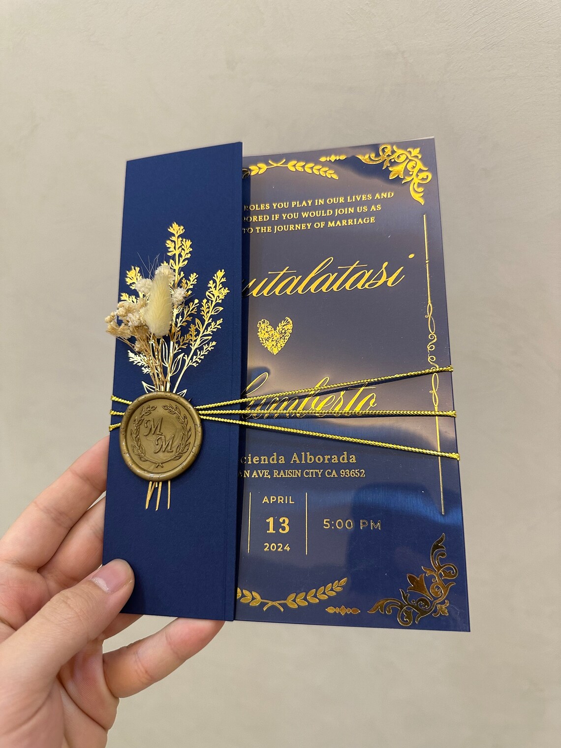 Acrylic Wedding Invitation Quinceanera Invitation, Elegant Royal Blue ...