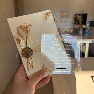 Cream Acrylic Wedding Invitation - Luxurious Quinceanera Invitation ...