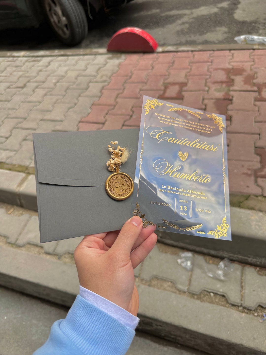 Elegant Acrylic Wedding Invitation - Quinceanera Invitation, Gray ...