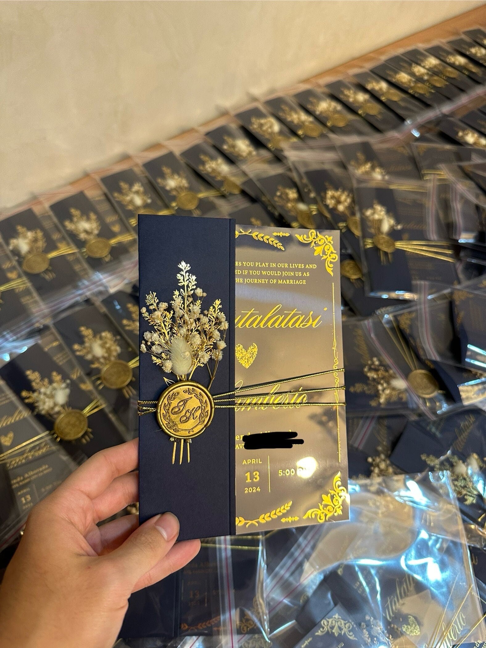 Luxury Quinceanera Invitation, Acrylic Wedding Invitation, Elegant Navy ...