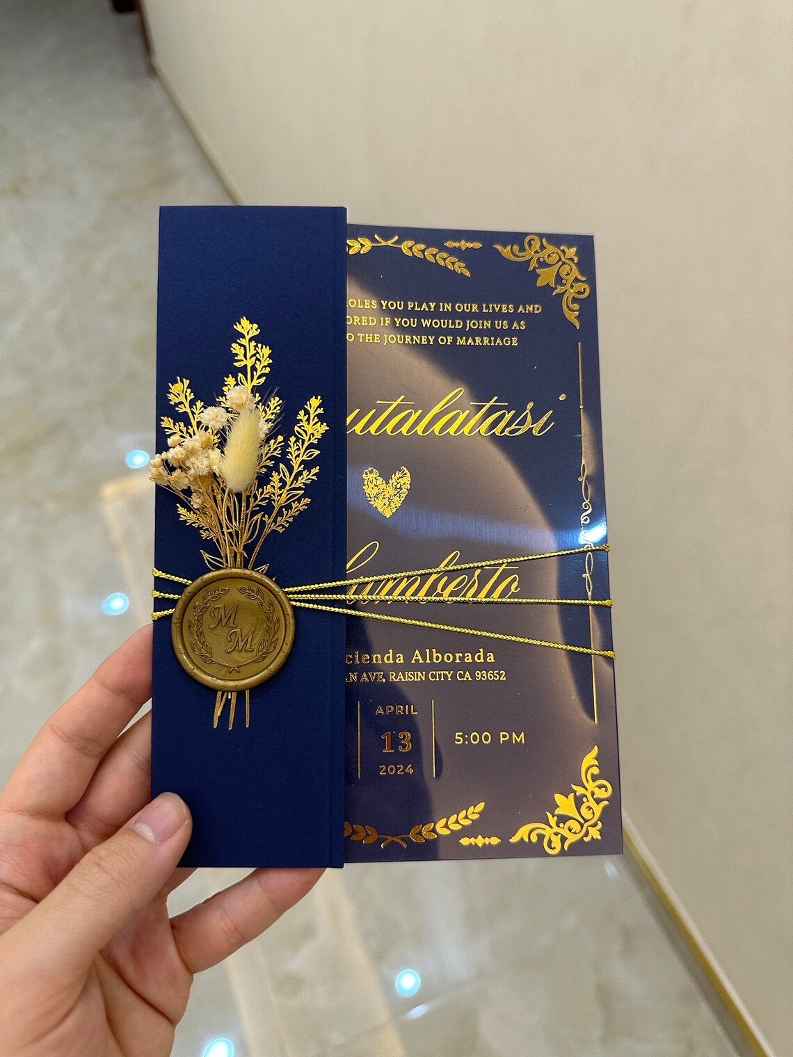 Acrylic Wedding Invitation Quinceanera Invitation, Elegant Royal Blue ...