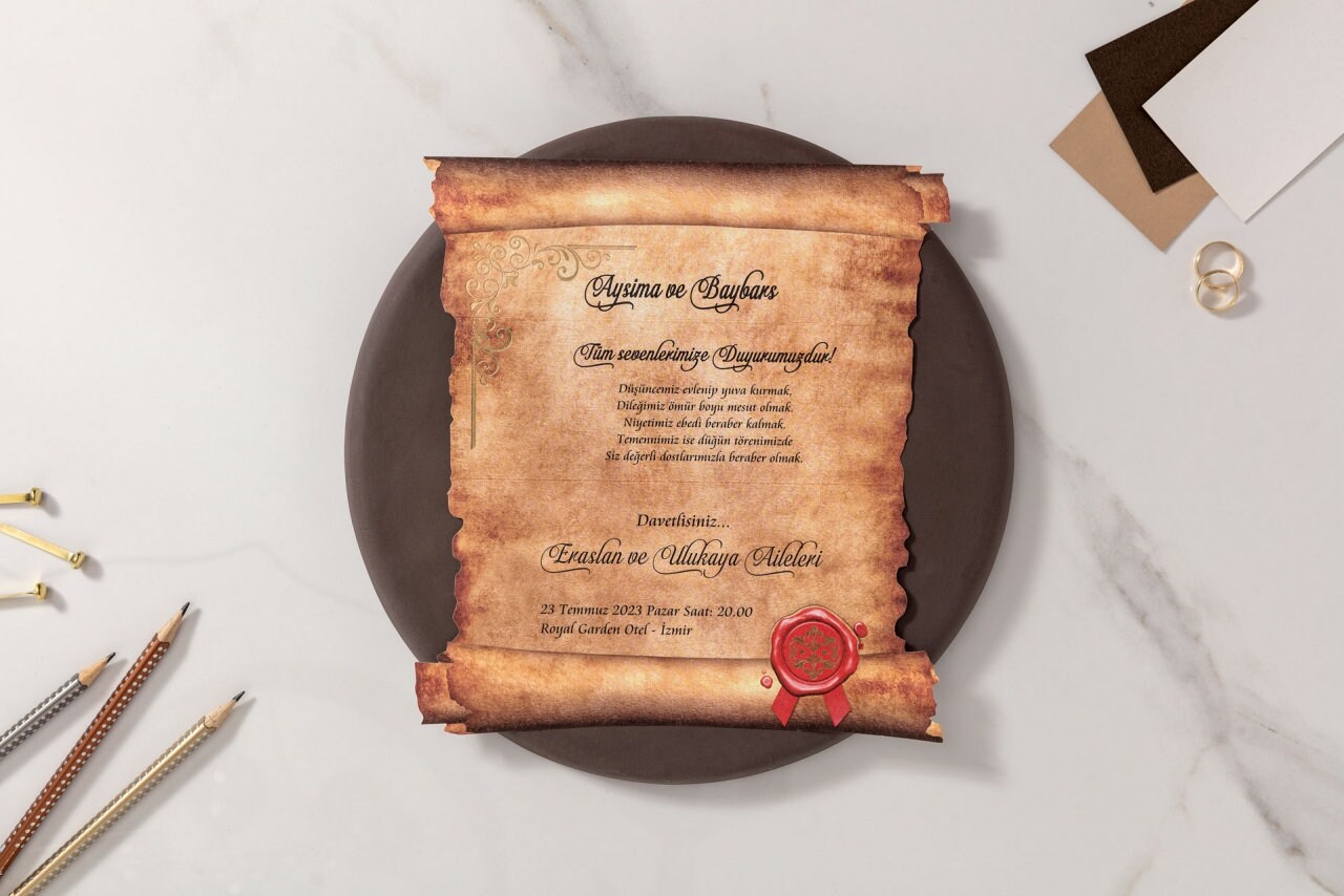 Parchment Invitation Elegant Foldable Wedding Invite, Luxury ...