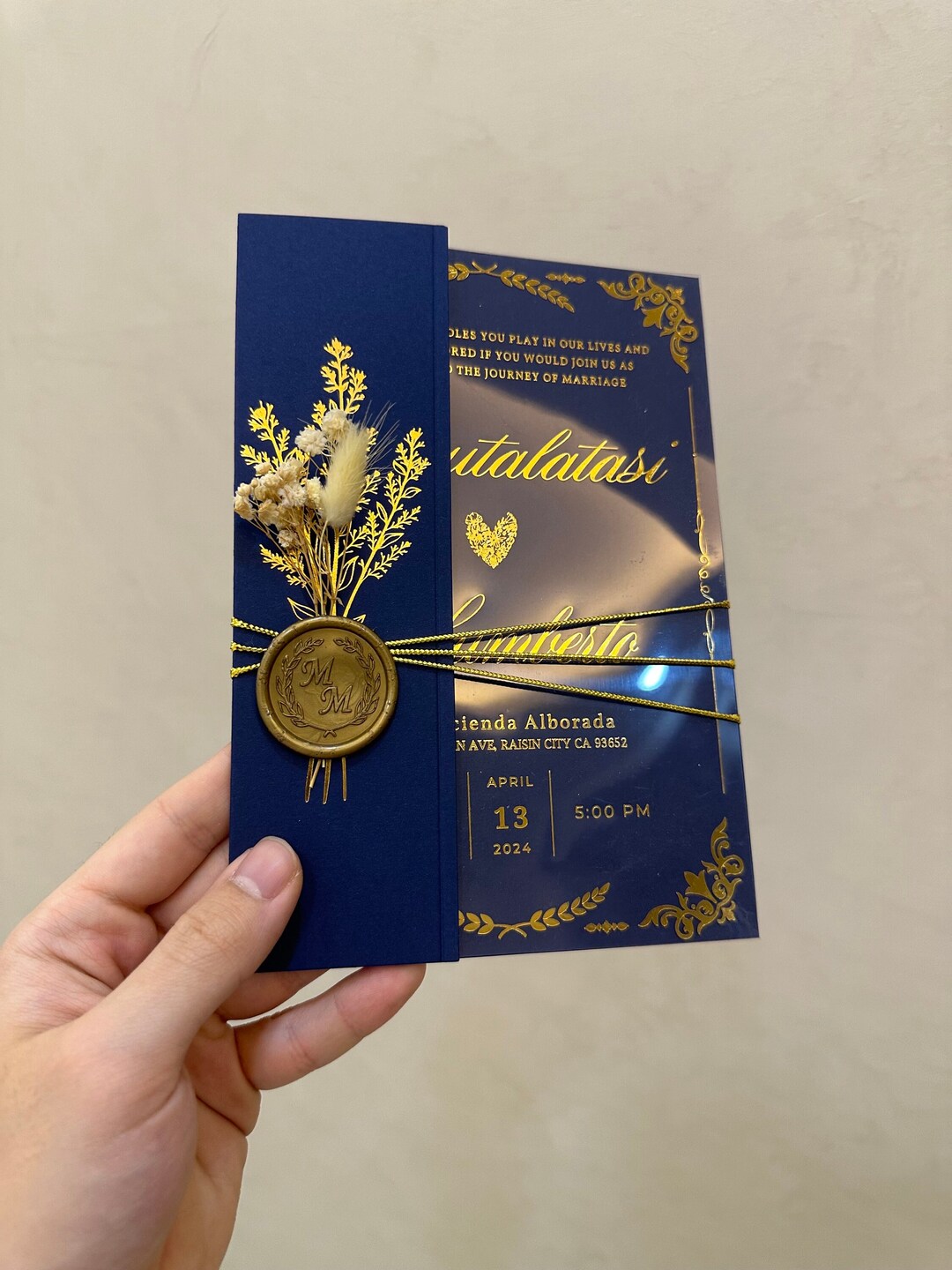 Acrylic Wedding Invitation - Quinceanera Invitation, Elegant Royal Blue ...