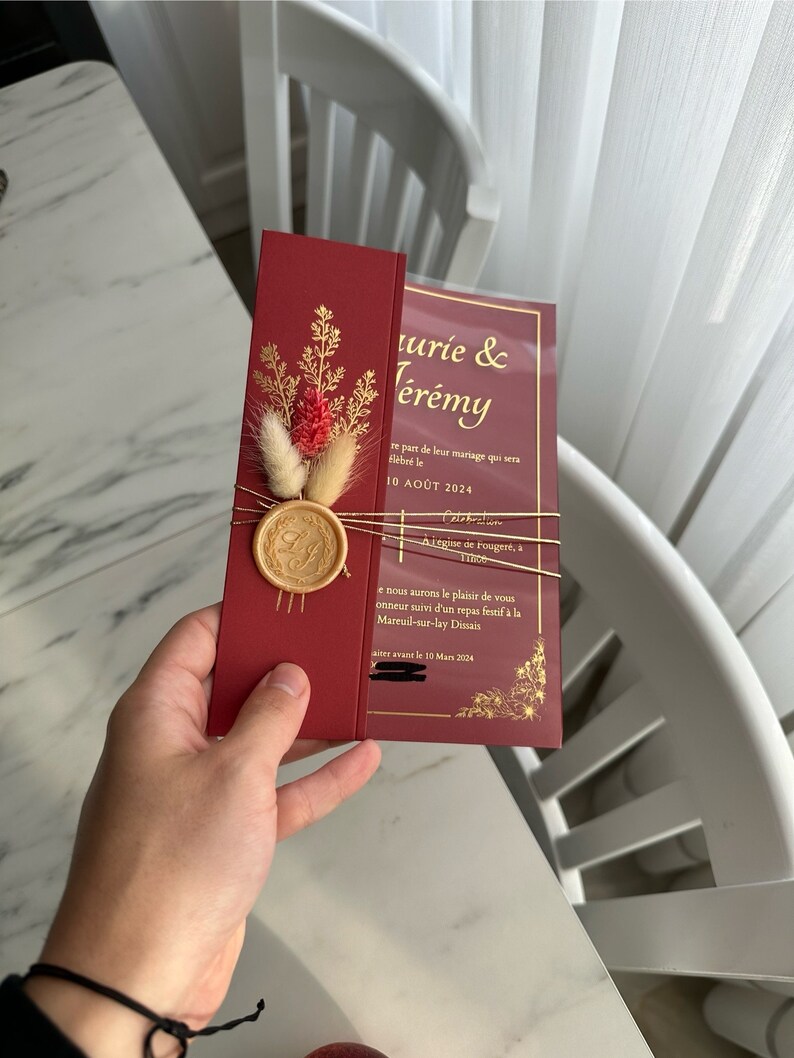 Acrylic Wedding Invitation Quinceanera Invitation, Elegant Red Design ...