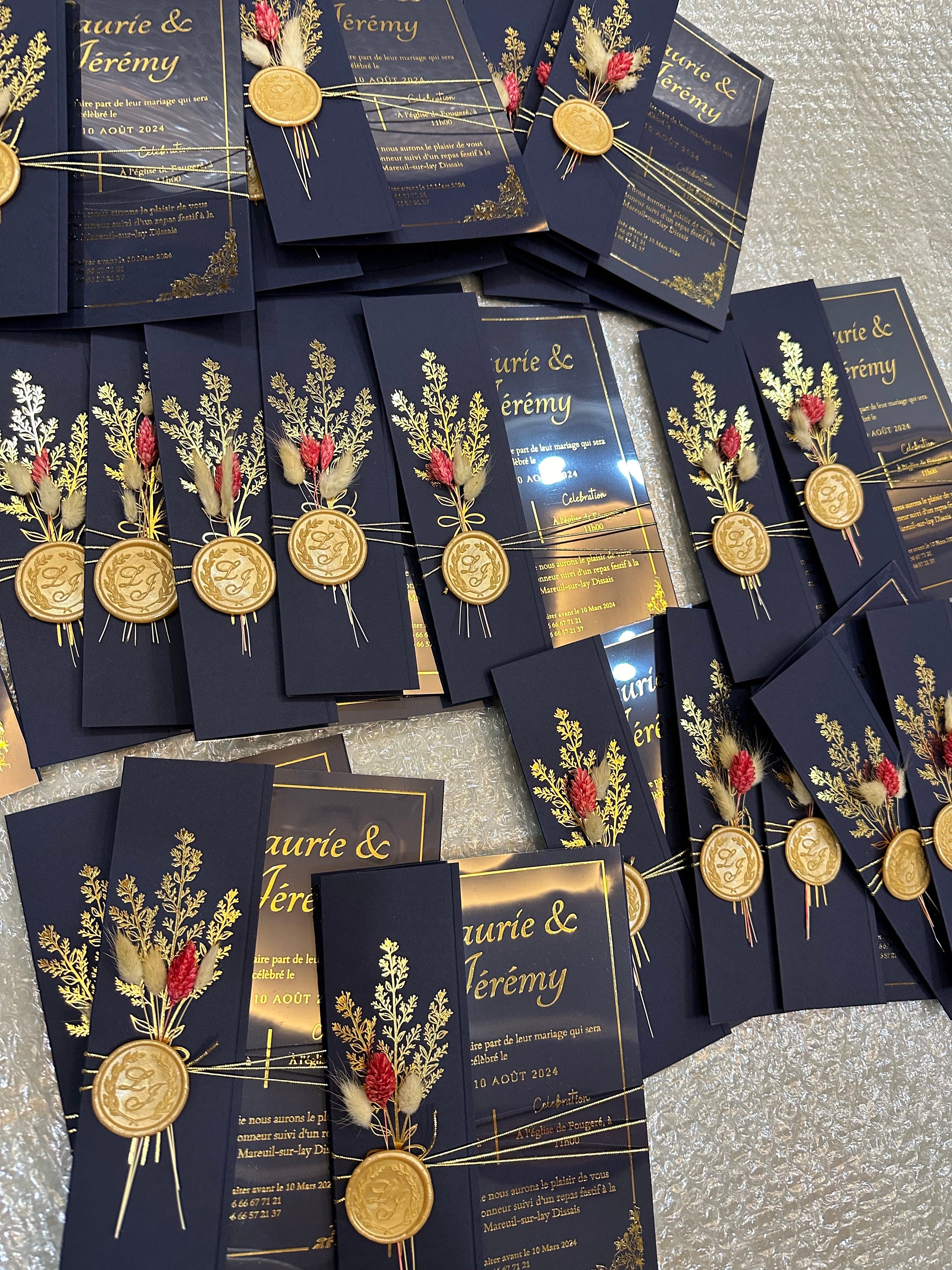 Elegant Acrylic Wedding Invitation Quinceanera Invitation, Navy Blue ...