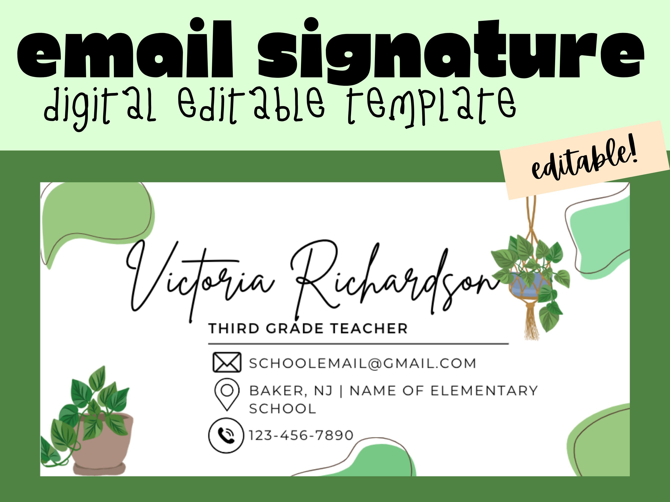 Email Signature Teacher Template Teacher Template Editable Etsy