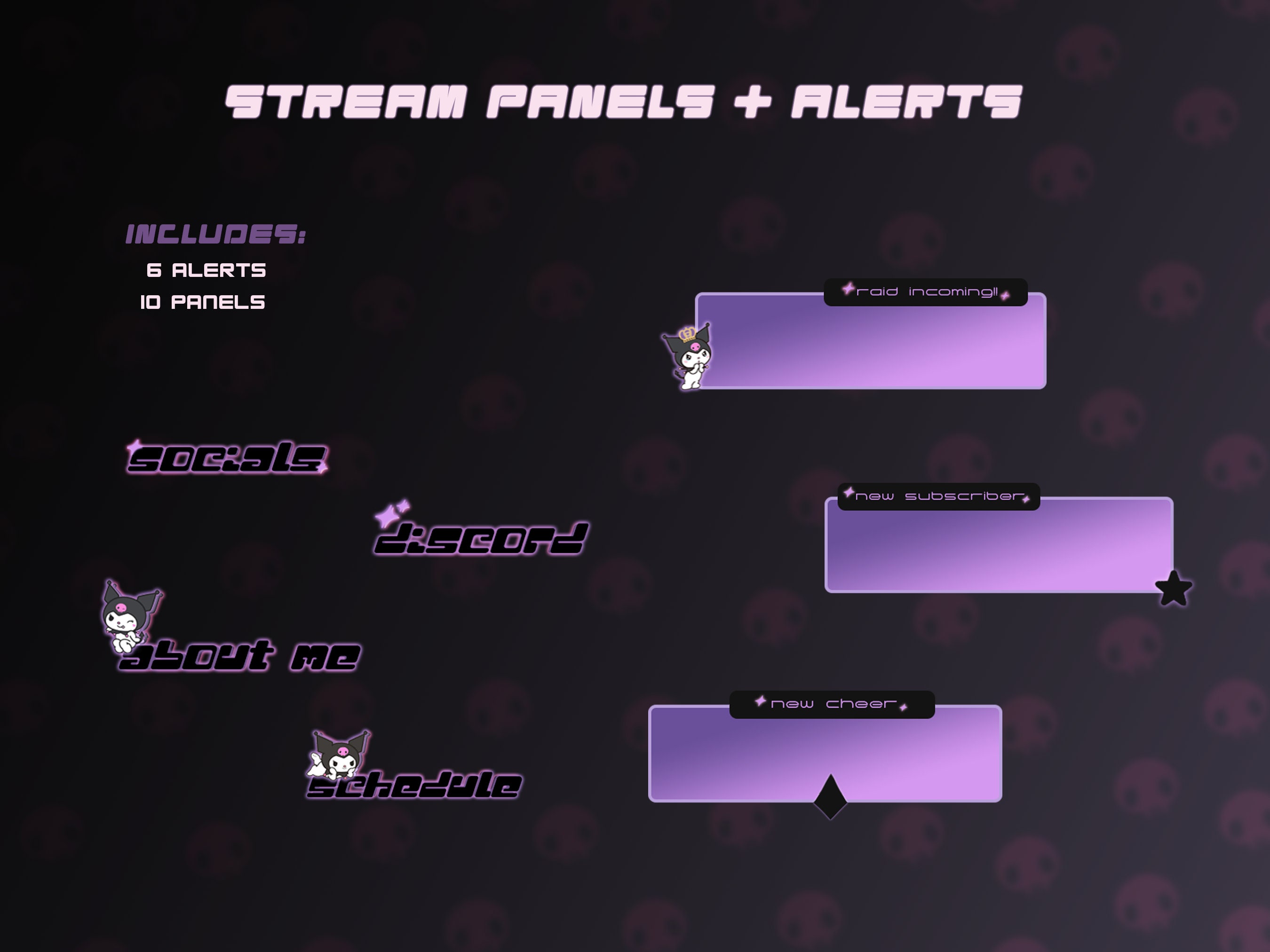 Goth Bunny Purple Stream Package Twitch Overlay Y2k Aesthetic Goth Dark ...