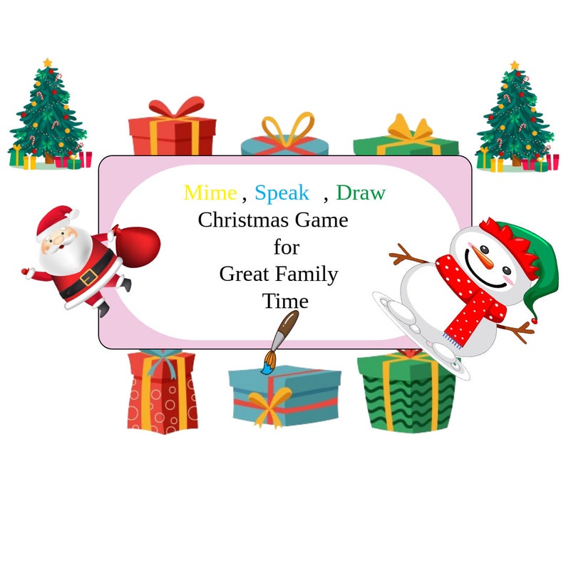 Digital Printable Mime, Speak, Draw Christmas Related Gameboard Gift - Etsy