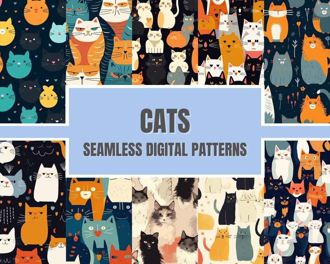 Cat Seamless Pattern, Cat Digital Pattern, Cat Prints, Cat Background ...