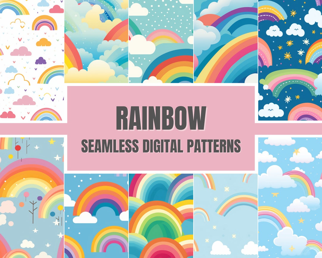 Rainbow Seamless Pattern, Rainbow Digital Pattern, Rainbow Print ...