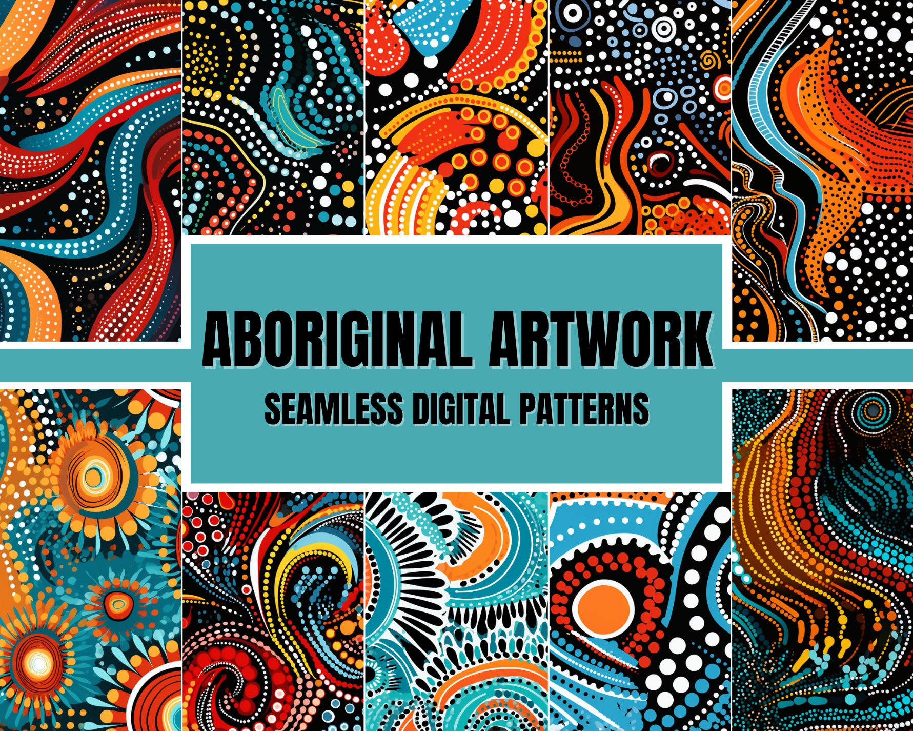 Aboriginal Style Artwork Seamless Pattern, Aboriginal Digital Pattern ...