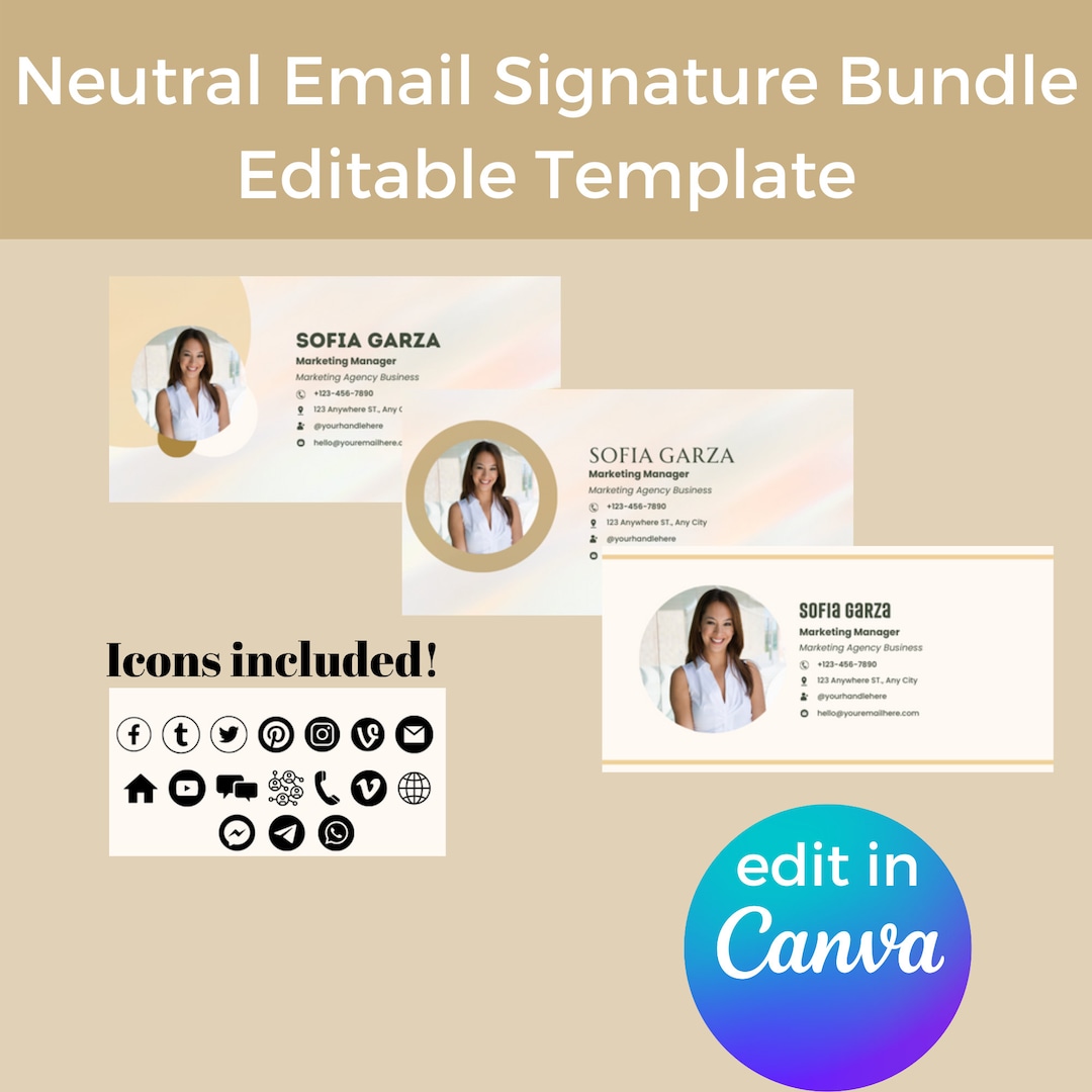 Neutral Email Signature Template Editable Customizable in Canva ...