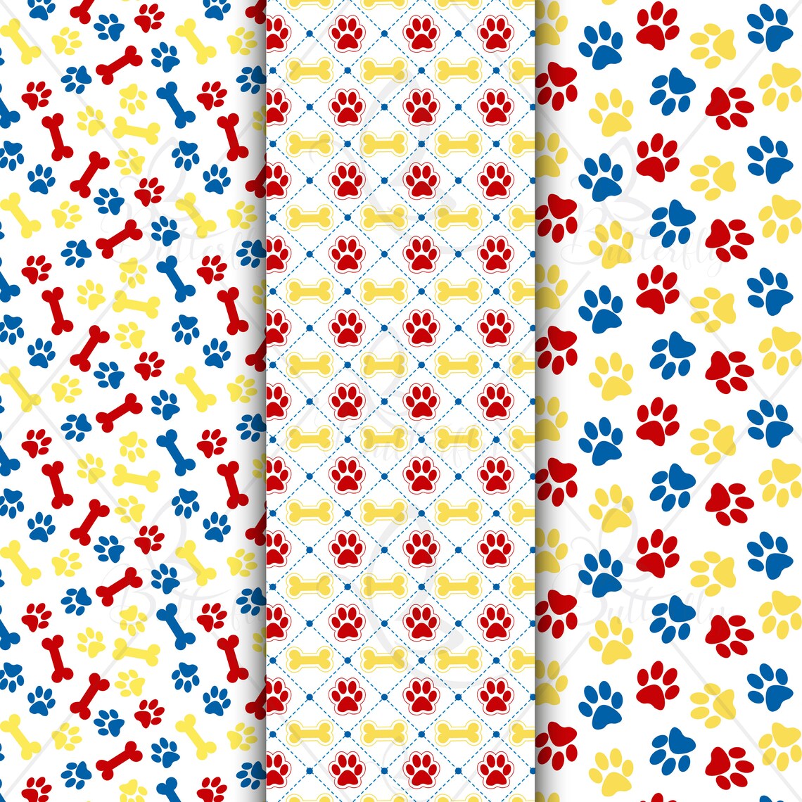 Paw Digital Paper, Scrapbook Paw, Seamless Pattern - Etsy