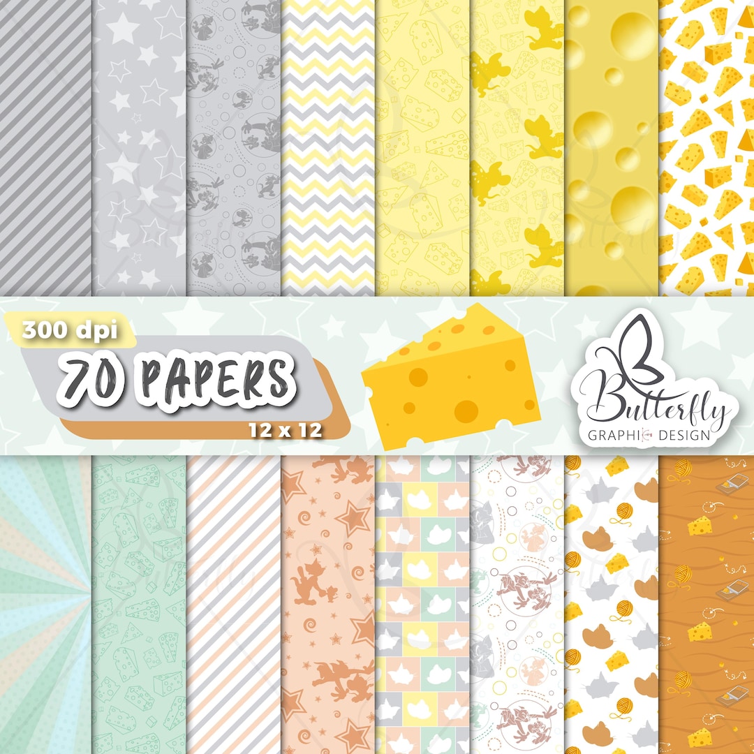 Cat & Mouse Digital Paper, Scrapbook Cat and Mouse, Pattern Cat and ...