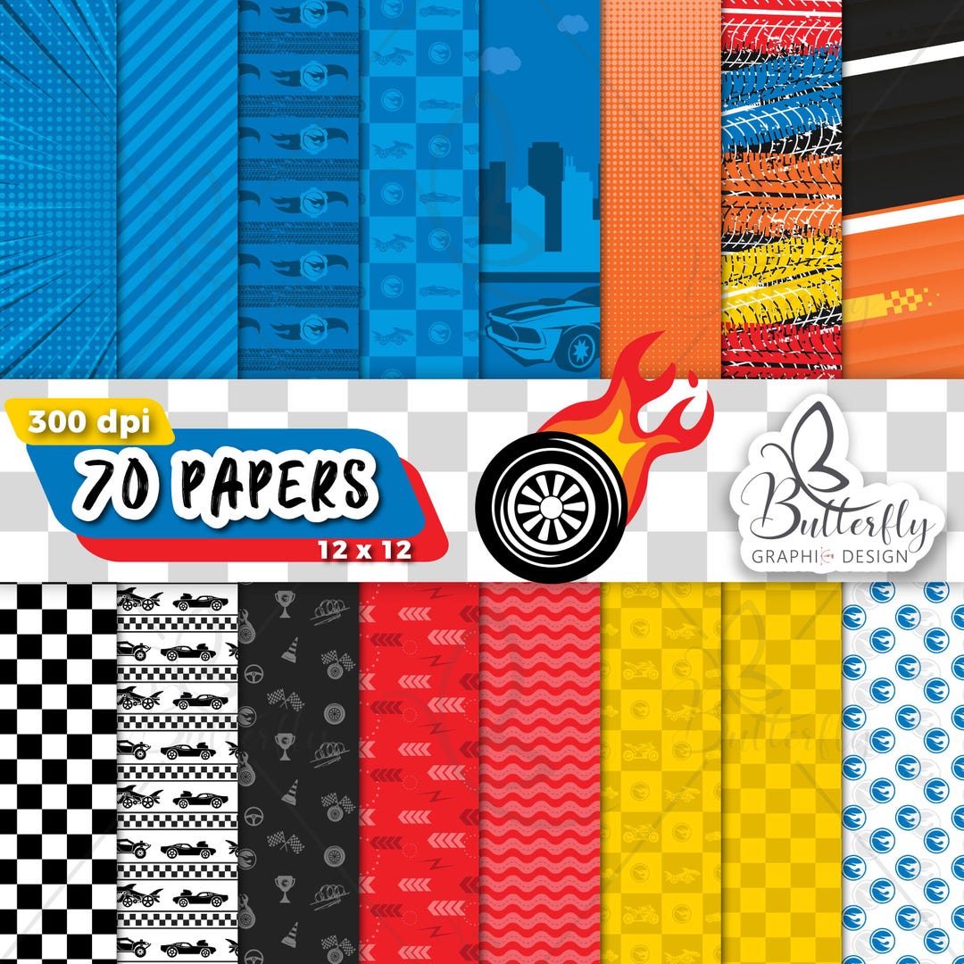 Race Digital Paper, Scrapbook - Etsy