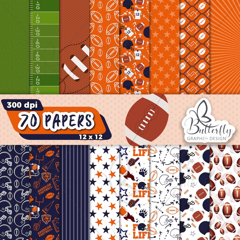 American Football Digital Paper, Scrapbook American Football - Etsy
