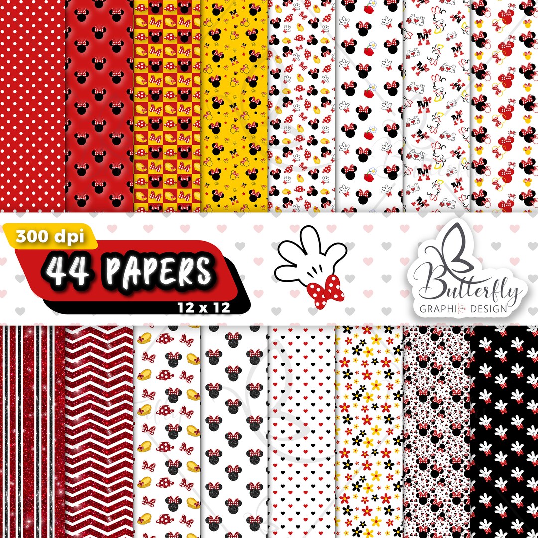 Mouse Red Digital Papers, Scrapbook Mouse Red, Wallpaper - Etsy
